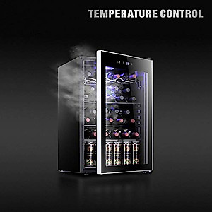Antarctic Star 36 Bottle Wine Cooler/Cabinet BeverageRefrigerator Small Mini Wine Cellar Beer Soda Bar Fridge Quiet Operation Compressor Adjust Temperature Freestanding Black