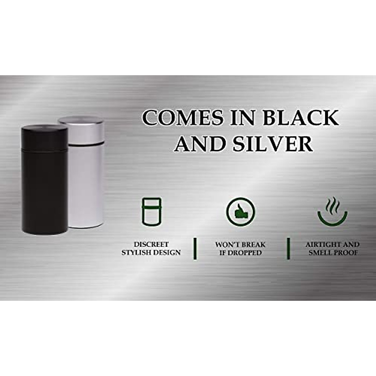 Stash Jar – Airtight Smell Proof Jar Aluminum Storage Container. Waterproof Weed Accessories Durable Multi-Use Portable Weed Jar. Herb Tobacco Spices Container Screw-Top Lid Lock Odor – Black (1)