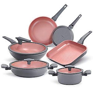SHINEURI 9 Pieces Nonstick Cookware, Nonstick Pots Pans Set, Nonstick Pans and Pots, Nonstick Pans, Nonstick Pots, Non-stick Ceramic Cookware Set, Ceramic Pots and Pans Set, Ceramic Pans Pots Set