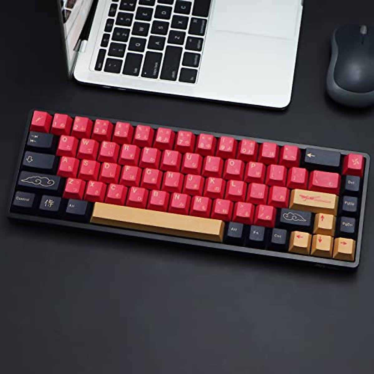 MOLGRIA Red Samurai Keycaps, 129 Set PBT KeyCaps for Gaming Keyboard, Cherry Profile Dye Sublimation Custom Keycaps with Puller for Gateron Kailh Cherry MX Switch 104/87/71/61 60 Percent Keyboard