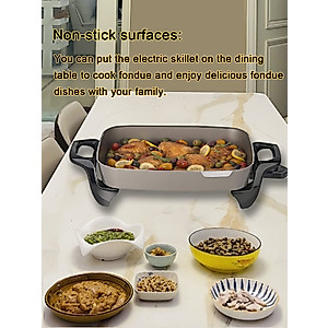 Electric Skillet Nonstick with Lids - 16" inch Extra Large Frying Pan,Ceramic, Adjustable temperature, Cool Touch Handles, Nozaya