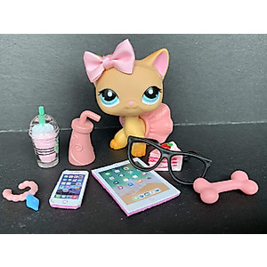 lps Pet Shop lps Accessories (10pcs) Pink Set lps Accessories Drinks Glasses Cellphone Bones Fit lps Cats and Dogs