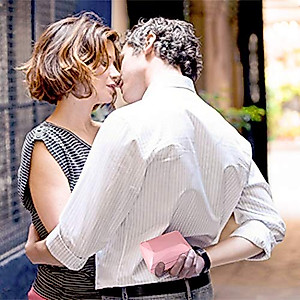 iSuperb LED Pendant Necklace Box Bracelet Box Couple Jewelry Gift Boxes Case Small Jewelry Display for Proposal Engagement Wedding Valentine's Day (Pink)