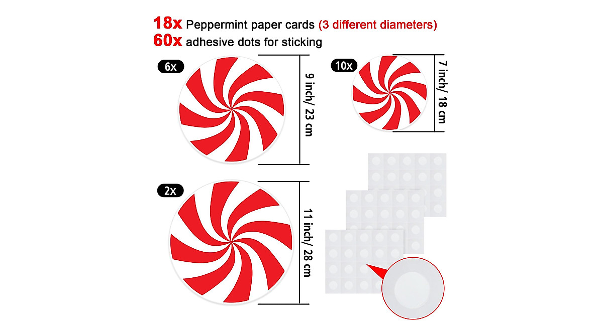 18 Peppermint Candy Cutouts for Christmas Decor