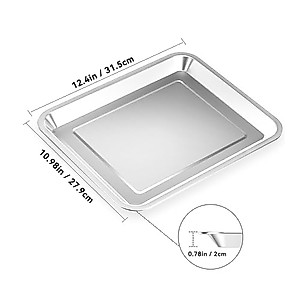 SettleDown Stainless Steel Baking Tray Pan Compatible with Cuisinart Toaster Oven Tray,Suitable for Cuisinart Air Fryer TOA-060 and TOA-065 (For TOA-60/65), Silver