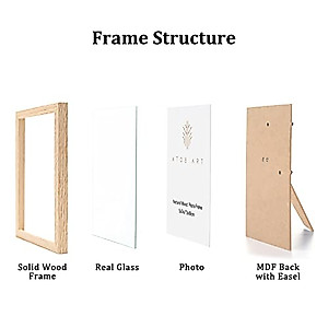 ATOBART 5x7 Oak Wood Picture Frames, 6 Pack Natural Wood Color Photo Frame with High Definition Glass for Wall Mount or Table Top Display