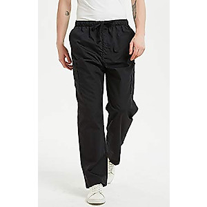 VOGRYE Men's Scrubs Pant Cargo Scrubs Pant with Poctets (M, Black)