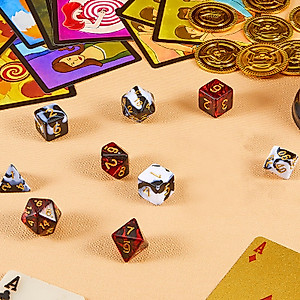 2 Set 11 Dice Set Polyhedral Dice Set Multisided Dice Set Smooth Touch with Drawstring Bag Compatible with RPG MTG Table Game Dice, 22 Pieces