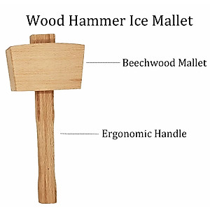 Ice Mallet with 2 Lewis Bag Kit,Manual Ice Crusher Wooden Hammer Canvas Crushing Bag Crushed Ice Bar Cocktails Bartender & Kitchen Tools Kit