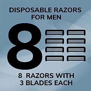 BIC Flex 3 Titanium Men’s Disposable Razors With 3 Blades, Ideal Razor For Face and Body Shaving, 8 Piece Razor Kit for Men