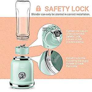 Personal Blender, REDMOND Powerful Smoothie Blender with 2 Portable Bottle 2 Speed Control & Pulse Function 6 Stainless Steel Blades, BPA Free (Green)