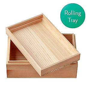 SteepLab Pine Wood stash Box with Rolling Tray – Handmade Small Solid Wood Storage Box – Great for Discreet Storage of Accessories (Edged Natural)