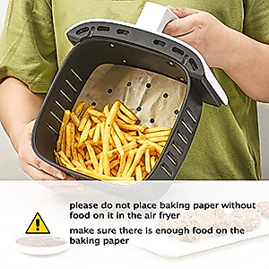 AW&SH Air Fryer Liners, 200pcs 7.5 inch Square Unbleached Air Fryer Disposable Paper Liner, Food Grade Parchment Paper for Baking Roasting Microwave, Oil-Proof, Water-Proof, Non-Stick