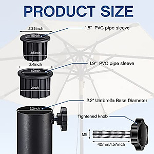 Zhengmy 6 Pieces Umbrella Base Stand Hole Ring Plug Cover and Cap Patio Umbrella Stand Replacement Parts Black Umbrella Stand Base Screw Umbrella Pole Cap