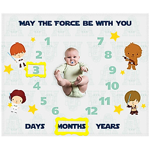 SHELLBOBO Baby Monthly Milestone Blanket for Baby Photo Taken | May The Force Be with You Baby Blanket for Kids