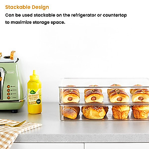 vacane Stackable Freezer Organizer, Clear Produce Saver Sliced Cheese Container with Lids, Freezer Storage Containers Food Storage Tray for Fruits, Vegetables, Meat