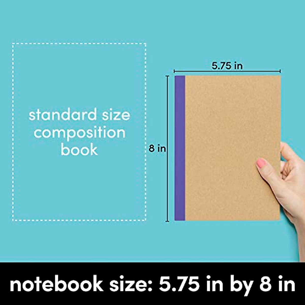 PAPERAGE 48-Pack Composition Notebook Journals, 120 Pages, Kraft Cover with Rainbow Spines, College Ruled Lined Paper, Small Size (8 in x 5.75 in) – For School, Office, or At-Home Use