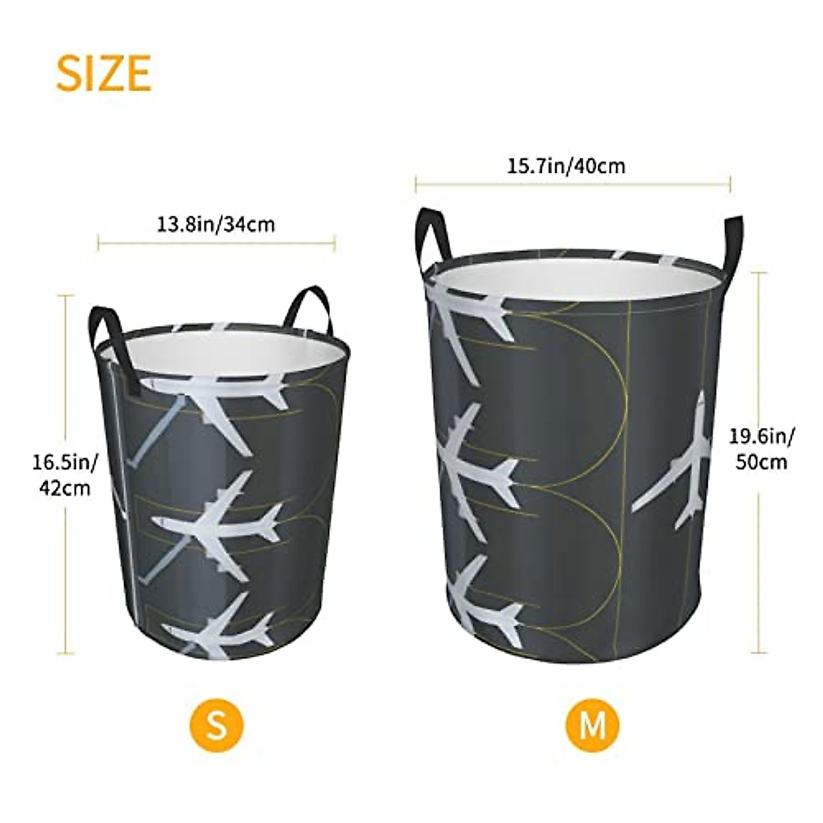 Laundry Basket,Aviation Themed Simple Of Parked Airplanes Landed In Airfield,Large Canvas Fabric Lightweight Storage Basket/Toy Organizer/Dirty Clothes Collapsible Waterproof For College Dorms-Large