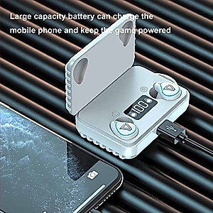 Wireless Bluetooth Headphones, with Charging Case, LCD Display, Noise Cancelling Microphone, HiFi Stereo Sound, 2000 mAh Charging Box, for Sport, Gaming