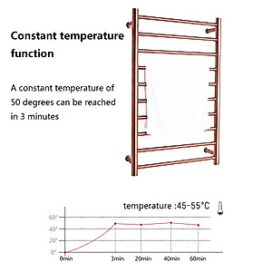 Towel Warmer Drying Rack Rose Gold for Bathroom, Wall Mounted Electric Heated Towel Drying Rack with 10-Bars, Stainless Steel Electric Heated Towel Rail Radiator, Hardwired