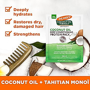 Palmer's Coconut Oil Formula Moisture Boost Protein Pack, Hair Treatment for Dry, Damaged, Over-Processed and Colored Hair, 2.1 Ounce (Pack of 12)