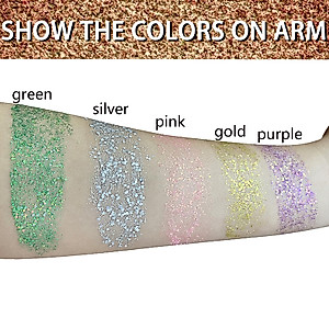 MEICOLY Gold Body Glitter Stick,Music Festival Outfits for Women,Face Glitter Gel Festival Accessories,Chunky Glitter Face Paint,Mermaid Sequin Hair Glitter Makeup,Sparkle Body Glitter for Women Kids