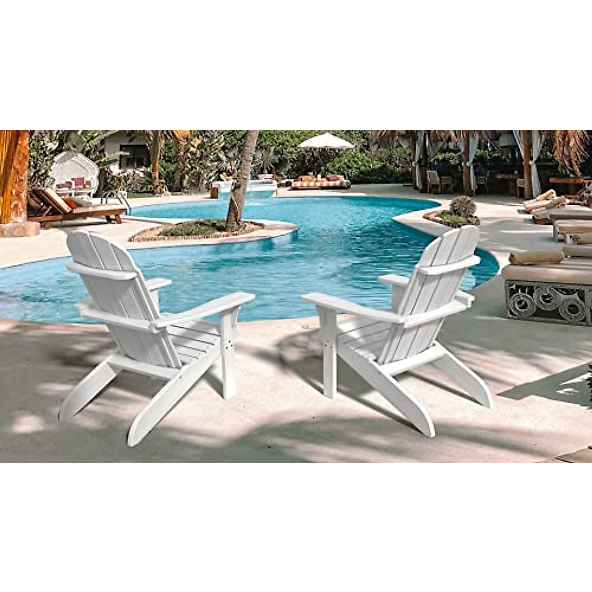Vobelta Adirondack Chair, Premium Poly Lumber, Heavy Duty, Weatherproof, Recyclable Plastic, Outdoor Garden Patio Poolside Adirondack Chairs, Classic Collection (White)