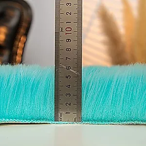 LBYCCO Luxury Soft Faux Sheepskin Rug,Fluffy Area Rug Shag Rug for Bedroom Kids Room Fur Rug, 2x3ft (Sheepskin Shape) (2x3, Sky Blue)