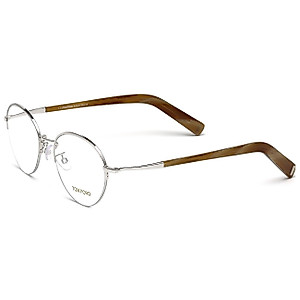 Tom Ford Round Eyeglasses TF5334 018 Size: 52mm Rhodium/Light Brown Horn FT5334