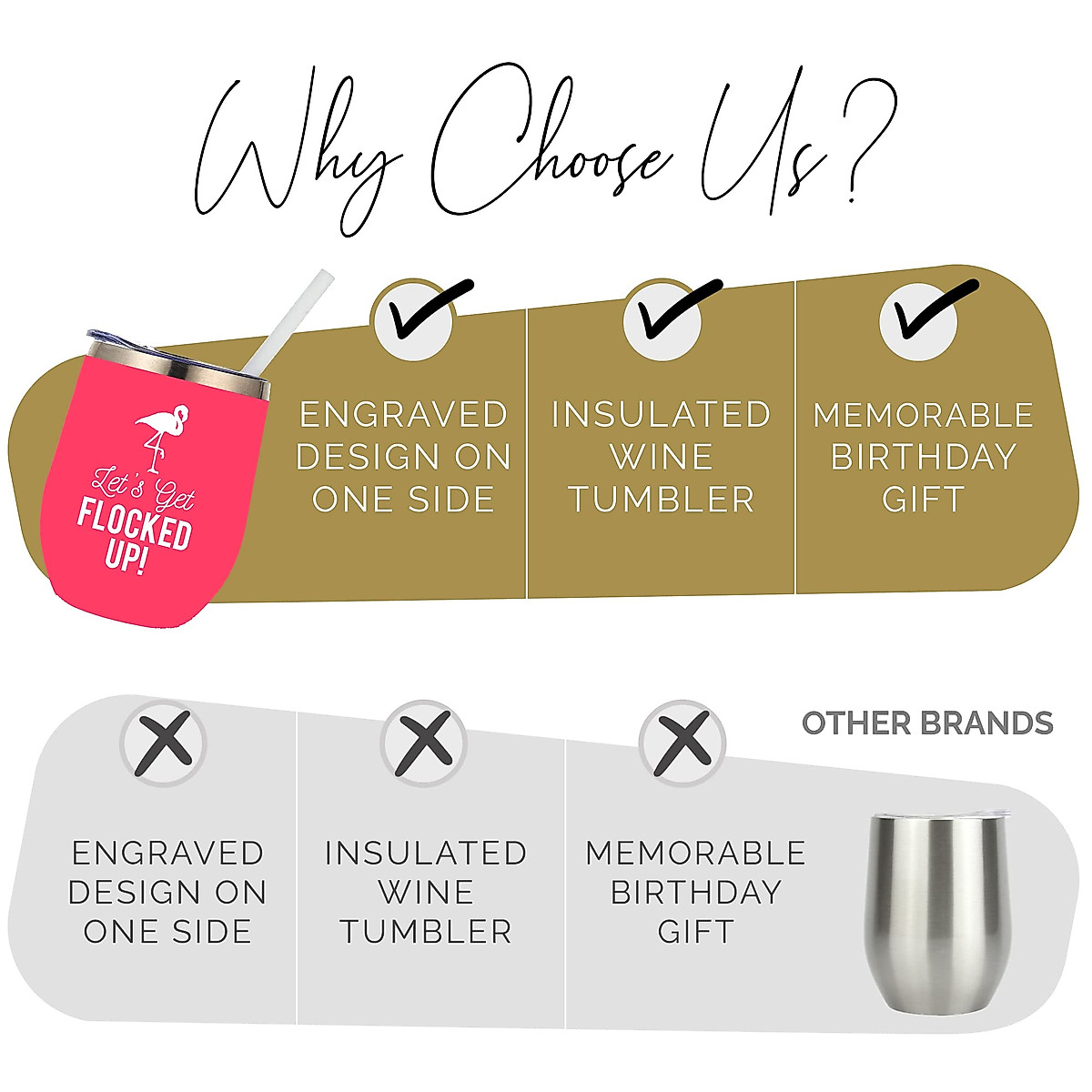 Let's Get Flocked UP! 12oz Flamingo Wine Tumbler With Lid and Straw, Flamingo Cup Perfect for Birthday Party, Bachelorette Party, and Bridal Shower Flamingo Wine Glass