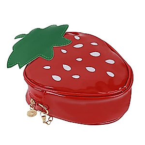 Goclothod Fruit Strawberry Shaped Purse Cute Leather Shoulder Bag Mini Tote Cross Body Bag