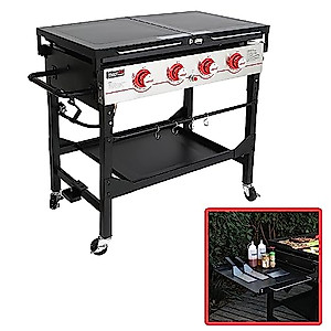 Royal Gourmet GB4000FC 36-Inch Gas Griddle with Cover, 4-Burner Flat Top Gas BBQ Grill with Top Cover Lid, Propane Fuelled, Outdoor Griddle Station with Folding Side Shelves and Legs, Black