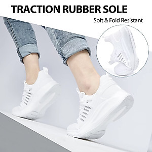 Akk Athletic Running Shoes for Womens - Tennis Workout Walking Gym Comfortable Casual Memory Foam Fashion Sneakers White Size 8