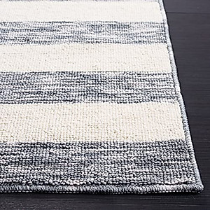 SAFAVIEH Easy Care Collection Accent Rug - 2'3" x 4', Grey & Ivory, Stripe Design, Non-Shedding & Easy Care, Machine Washable Ideal for High Traffic Areas in Entryway, Living Room, Bedroom (ECR115F)