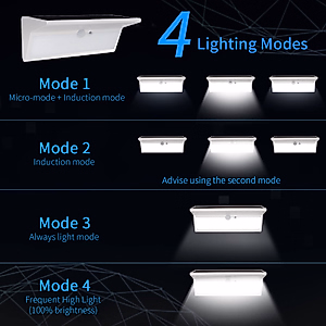 MHAZDZE Solar Lights Outdoor, 800LM 3000mAh Solar Motion Sensor Lights, 4 Modes 46LED Solar Motion Lights Outdoor with IP65 Waterproof for Garden Deck Garage