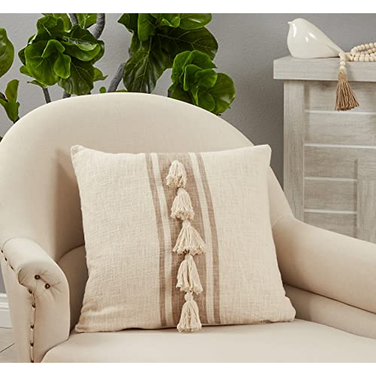 Striped Tassel Pillow