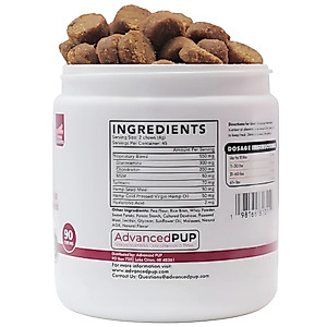 AdvancedPUP Dog Hip and Joint Care Supplement - Glucosamine Dog Joint Supplement - Dog Hip & Joint Care with Chondroitin, MSM, Turmeric for Dog Joint Relief - Healthy Natural Tasty Bacon – 90 Count