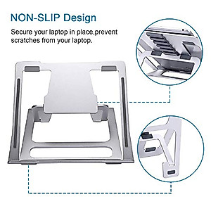 Coomaxx Adjustable Laptop Stand for Desk, Ergonomic Aluminum Computer Stand, Riser Notebook Holder Stand Compatible for MacBook, Air, Pro, Dell XPS, HP, Samsung, Lenovo More 10-17" Laptops(Silver)