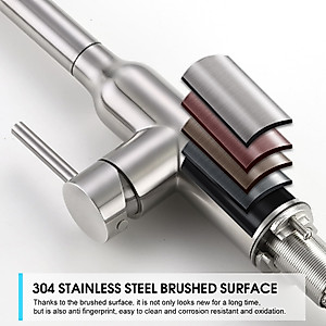 CREA Kitchen Faucet,Kitchen Faucet with Pull Down Sprayer,RV Kitchen Sink Faucet,Stainless Steel Kitchen Faucet Single Handle 3 or 1 Hole High Arc Mixer Water Faucet for Kitchen Sink Farmhouse Camper