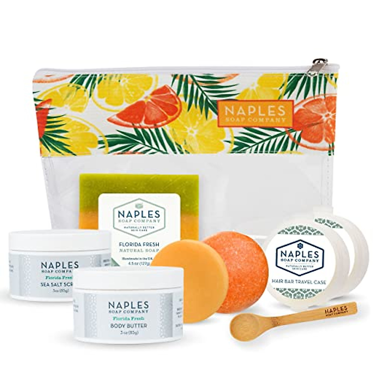 Naples Soap Company Cult Classics Collection Gift Set – Natural Soap, Body Butter, Sea Salt Scrub, Shampoo and Conditioner Bars – Eco-Friendly, Cruelty-Free, No Parabens or Silicones – Florida Fresh