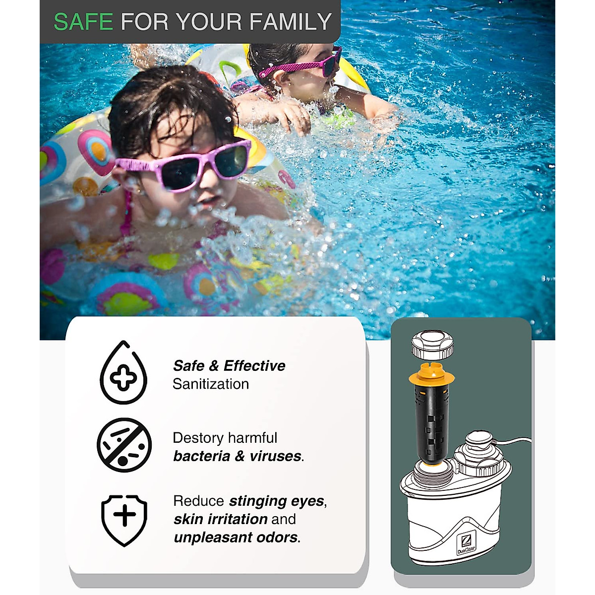 Replacement for Nature2 Duoclear 25 Mineral Cartridge W28000 for All Zodiac DuoClear Fusion Soft Vision Pro Above Ground Ingroud Pool Sanitizers, for up to 35,000 Gallons Pool, W26000, 50001800