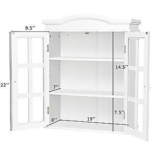 Tangkula Wall Mounted Storage Cabinet, Collection Storage Cupboard, with Adjustable Shelf, Two Elegant and Delicate Acrylic Doors, Ideal for Kitchen, Dining Room and Living Room