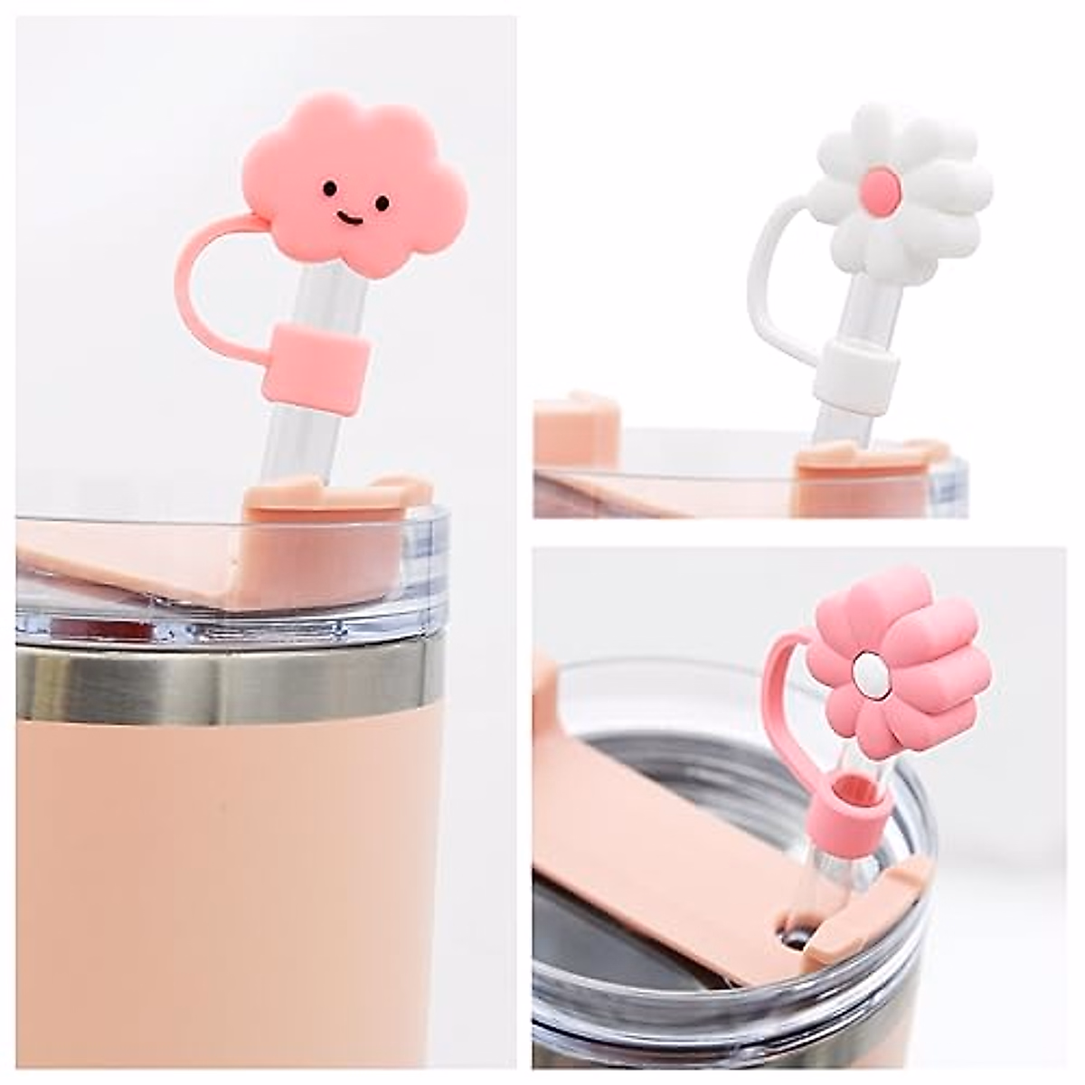 Straw Cover Cap for Stanley Cup,Silicone Straw Topper Compatible with 30 and 40 Oz Tumbler with Handle,10 mm 0.4 in Reusable Straw Tips Lids