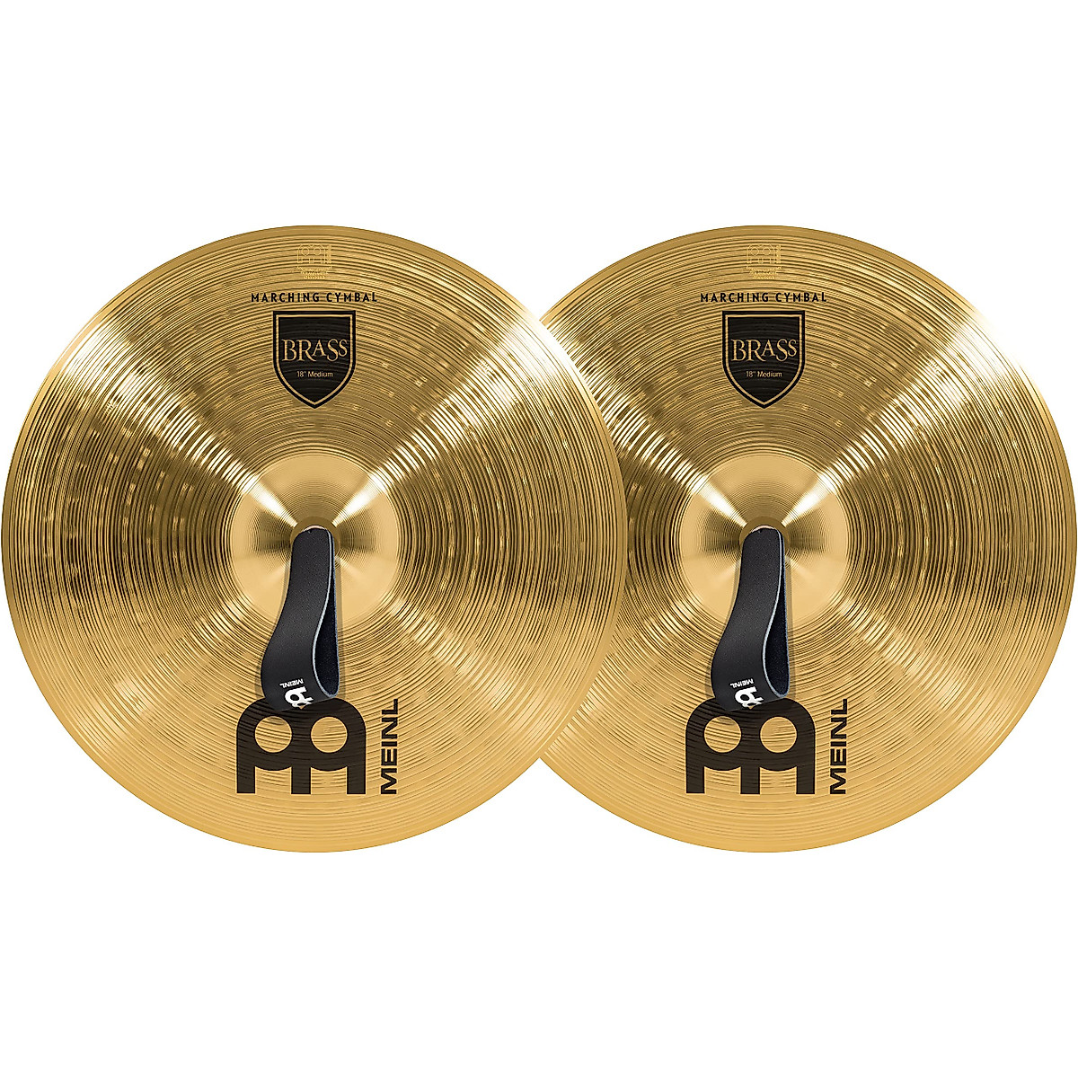 Meinl 18” Marching Cymbal Pair with Straps - Brass Alloy Traditional Finish - Made In Germany, 2-YEAR WARRANTY (MA-BR-18M)