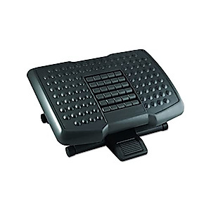 Kantek Premium Ergonomic Height Adjustable Under Desk Footrest, 3 Height Setting, Foot Adjustable Tilt Angle, Supports Feet/Legs, Black