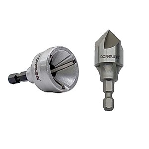 CONQUER Tools 2PCS Deburring Chamfer Tool Set, Deburring External Drill Bit, Countersink Drill Bit for Fit 1/8"-3/4"(3mm-19mm)
