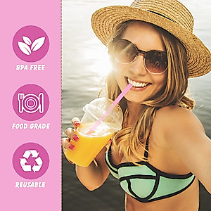 Prasacco 4 Sets Silicone Straws Reusable Straws with Case Foldable Straws Portable Drinking Straws for Travel Party