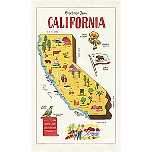 Cavallini & Co. California Map Tea Towel