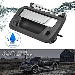 Anina Tailgate Handle Backup Camera for 2004-2014 Ford F150, 2008-2016 F250 F350 F450 F550, 2006-2008 Lincoln Mark LT Car Tailgate Door Rear View Reverse Parking Camera ( Black / Chrome )