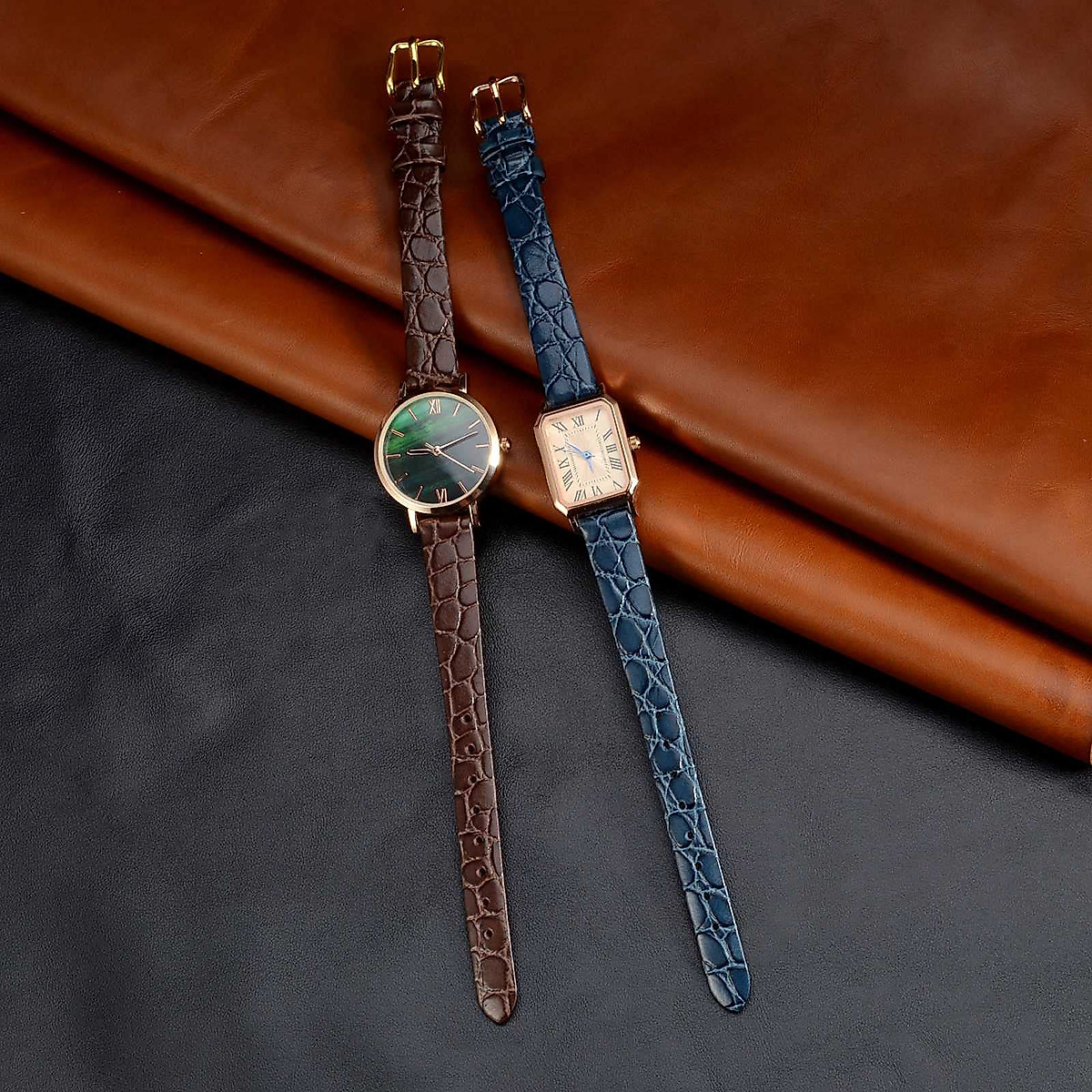 BISONSTRAP Leather Watch Straps, Soft Replacement Bands with Polished Buckle,12mm, Brown with Gold Buckle